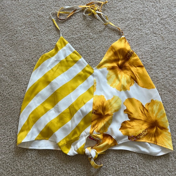 FARM Rio | Tops | Nwt Farm Rio Halter Anthropolgie Xl Yellow Sunflower ...